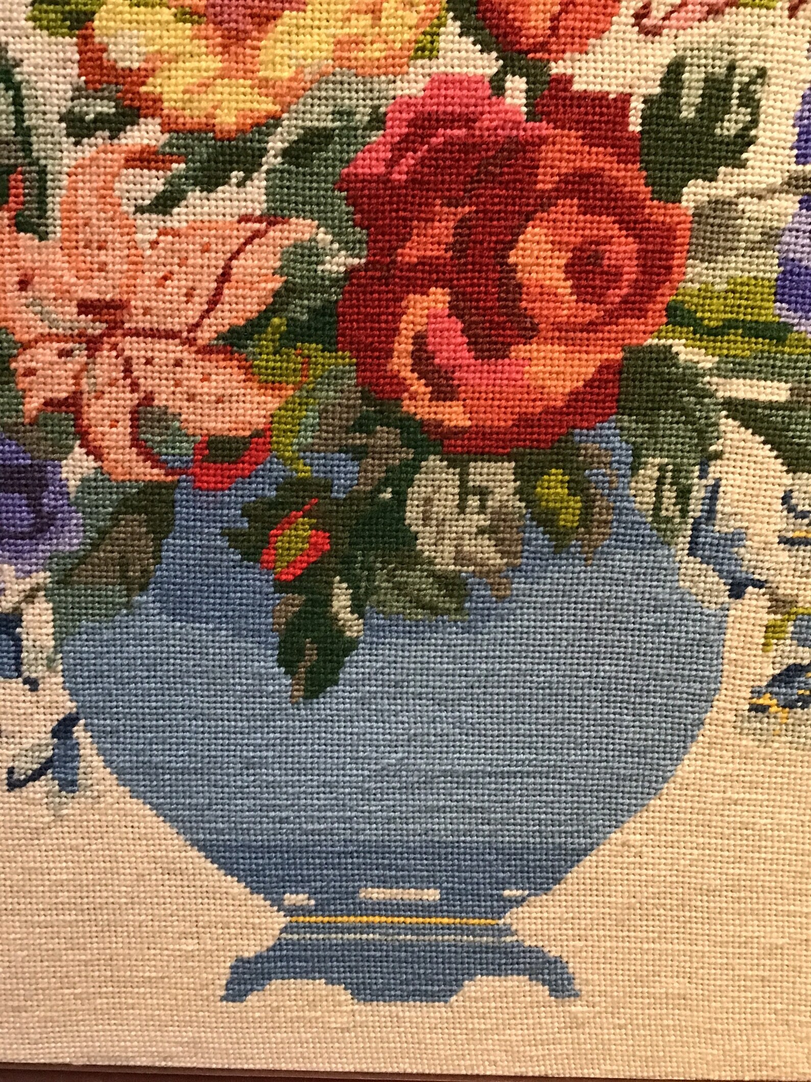 Vintage Framed Floral Needlepoint - Etsy