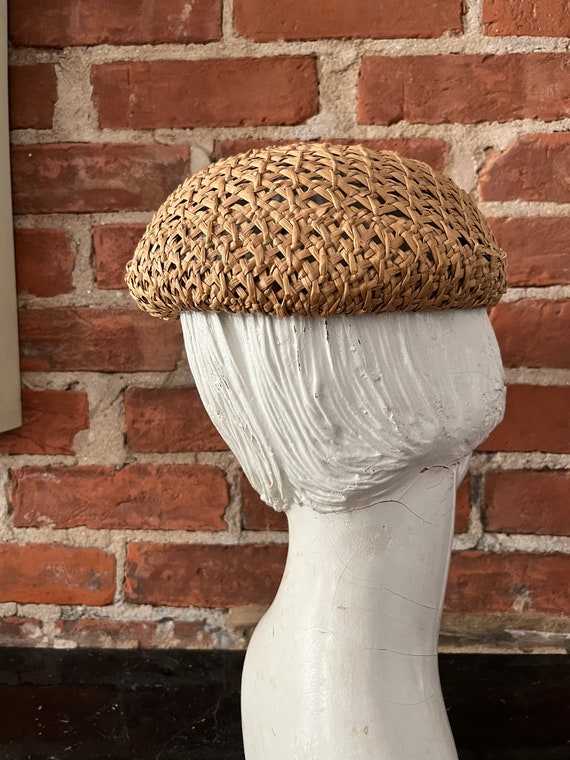1950s Woven Rattan Golf/Newsboy Cap - Gem