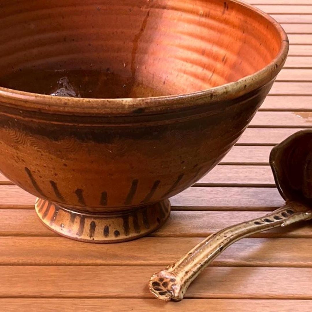 Hand Thrown Pottery Punch Bowl With Ladle - Etsy