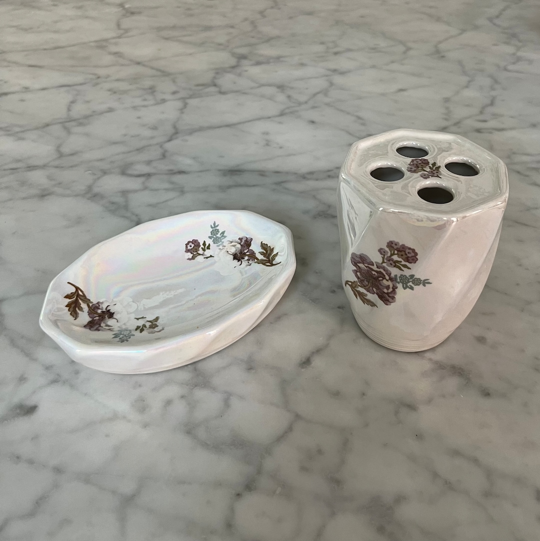 Vintage Lustreware Toothbrush Holder and Soap Dish - Etsy