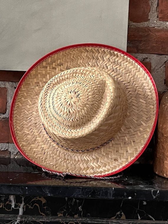 Vintage Woven Straw Cowboy Hat/Mexican - Gem