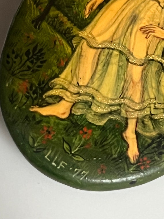 1977 Larry Lou Foster Hand Painted Brooch/Outsider Ar… - Gem