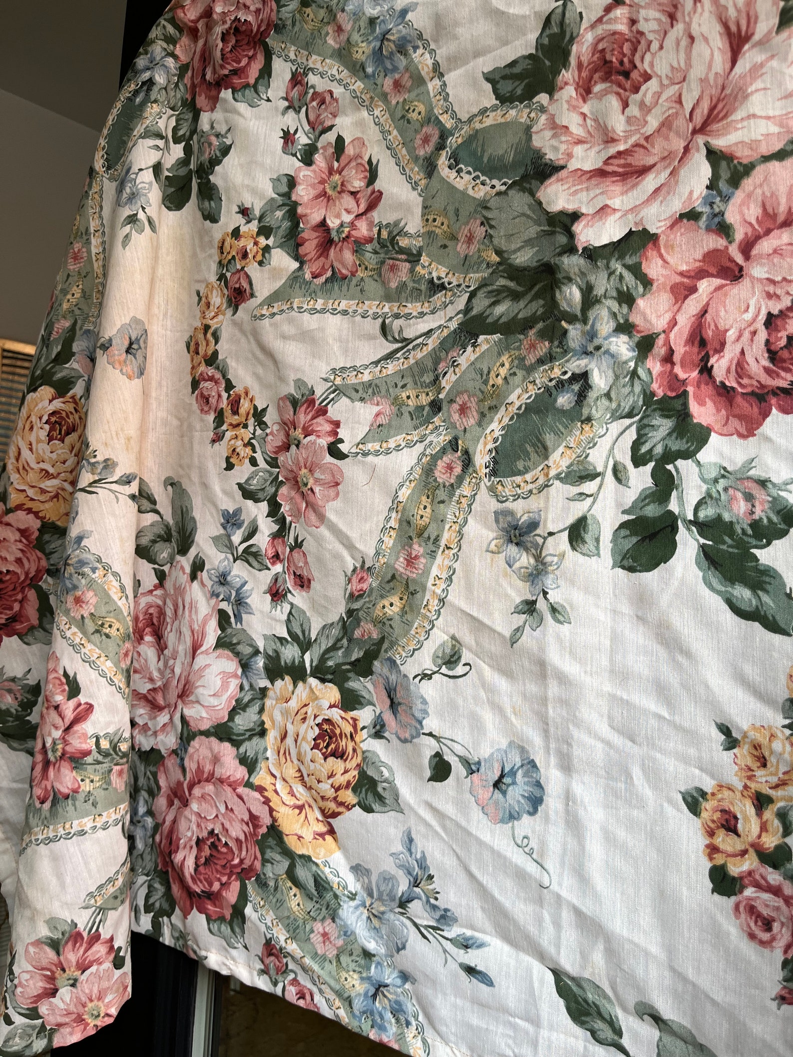 Vintage Cabbage Rose Curtain/ English Garden - Etsy