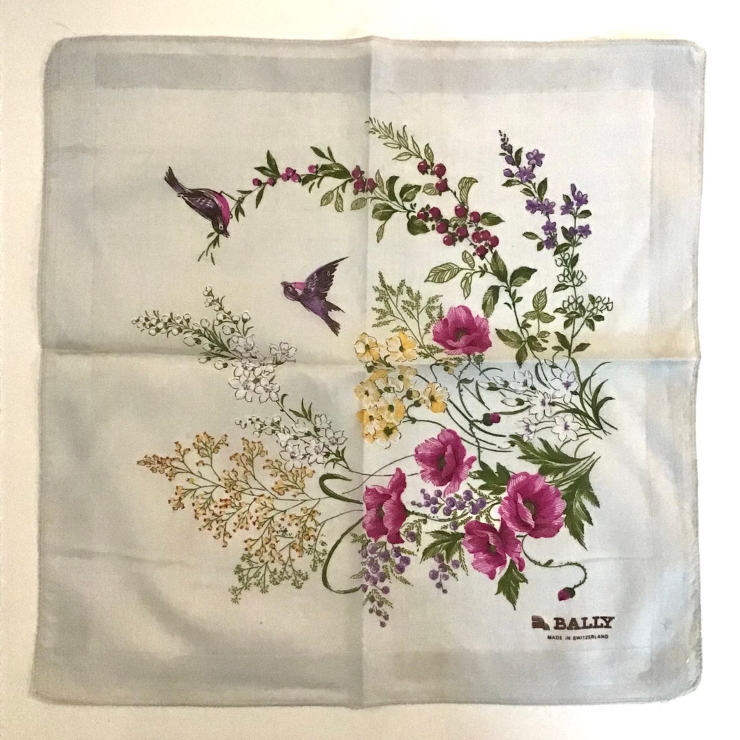 Bally of Switzerland Flowered Linen Handkerchief - Etsy