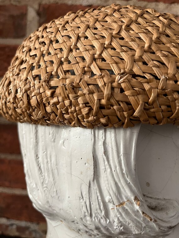 1950s Woven Rattan Golf/Newsboy Cap - Gem