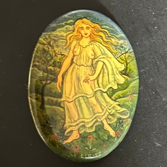 1977 Larry Lou Foster Hand Painted Brooch/Outsider Ar… - Gem