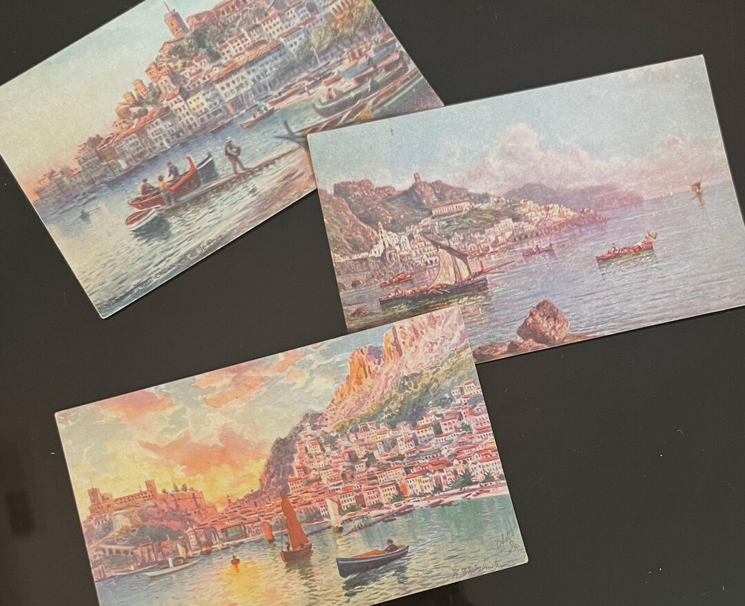 Antique 1920s Raphael Tuck Postcards of Cannes, Amalfi and Monte Carlo ...
