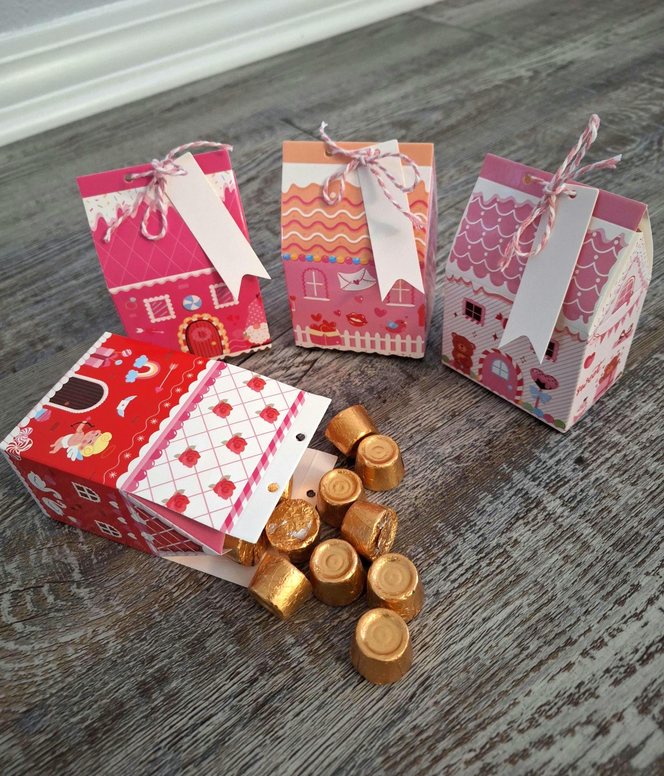 Small Colorful Cardstock Valntine House Treat Box Sets - Set of 4 ...