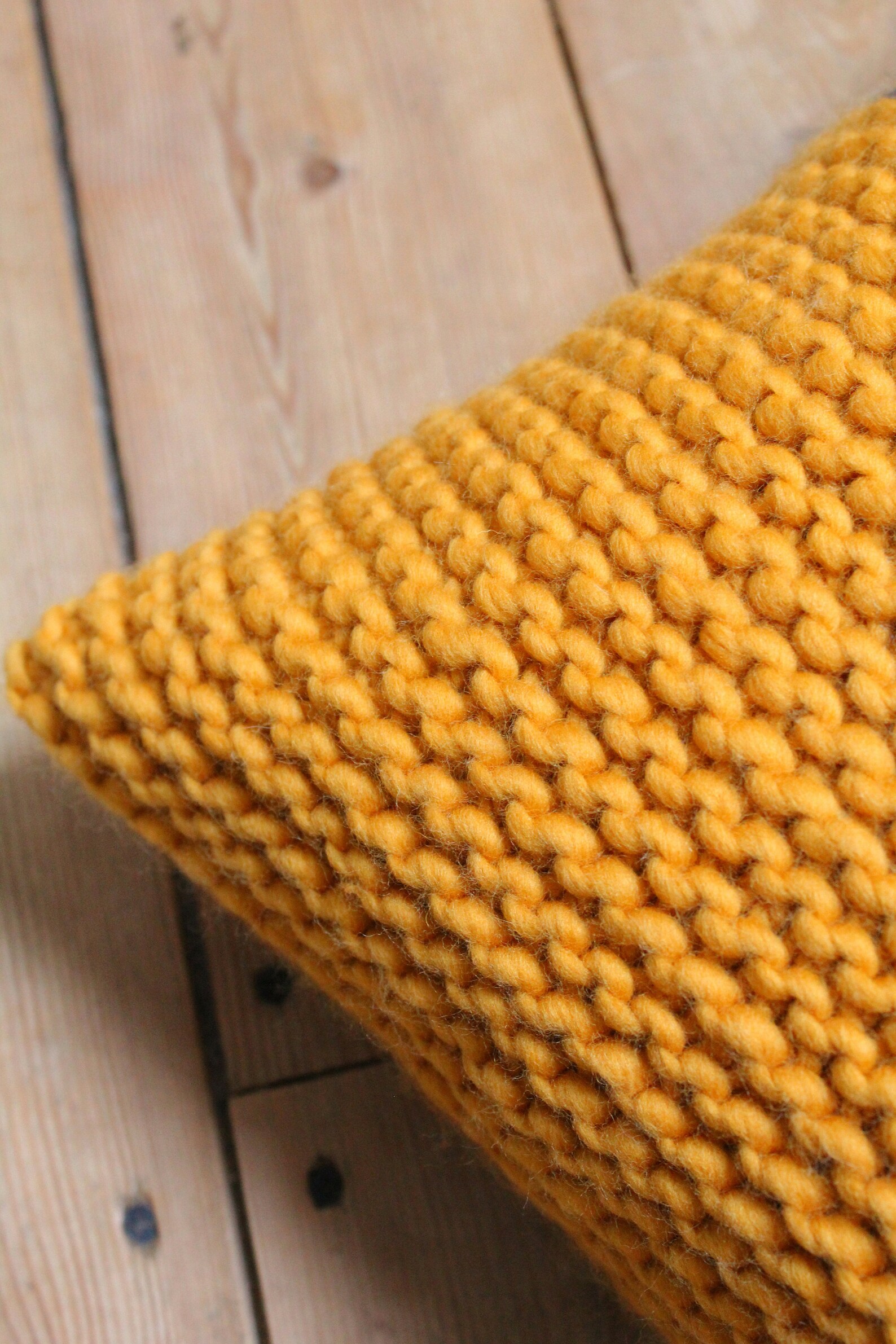 Hand Knitted Chunky Garter Stitch Square Cushion - Etsy UK