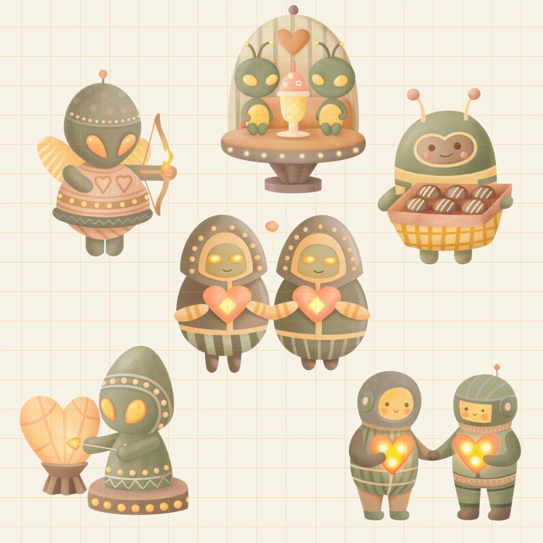 Aliens Valentine Clipart, Valentine's Day Clipart, Cute Alien Clipart ...