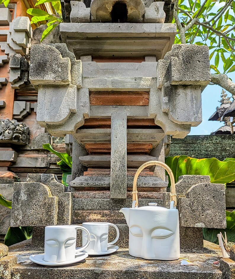Boho Buddha Face Tea Set Teapot 4 Mugs With Coasters - Etsy