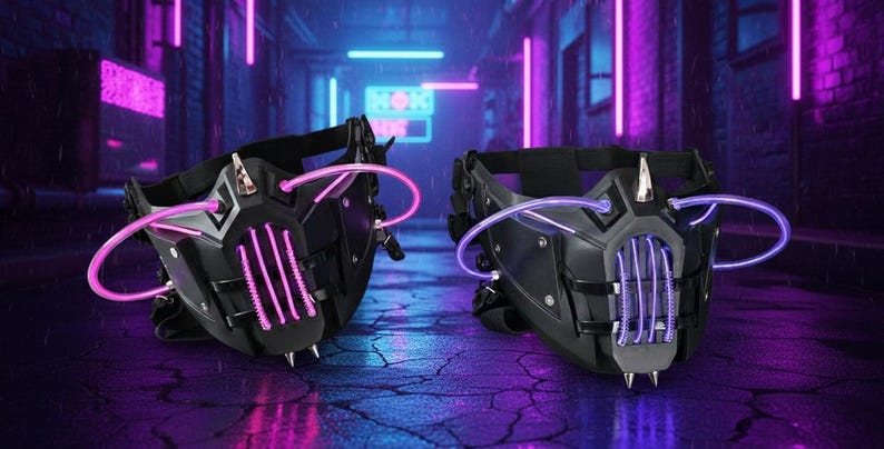 Cyberpunk Light up Mask: Futuristic Halfface Mask - Custom Colors - Etsy
