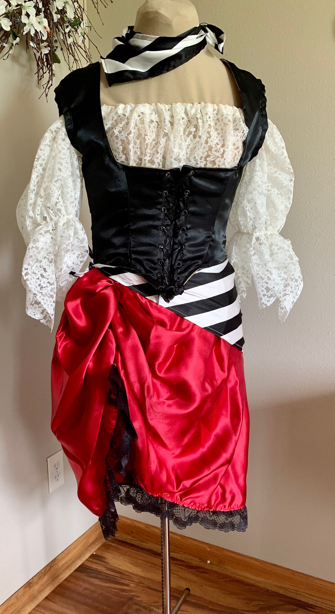 Sale! Rococo Pirate Gothic Red Black Steampunk Corset 1700s 18th ...