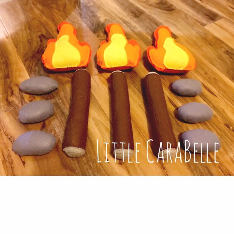Campfire Felt Toy in Supersize - Logs and Fire. Camping Pretend Play ...