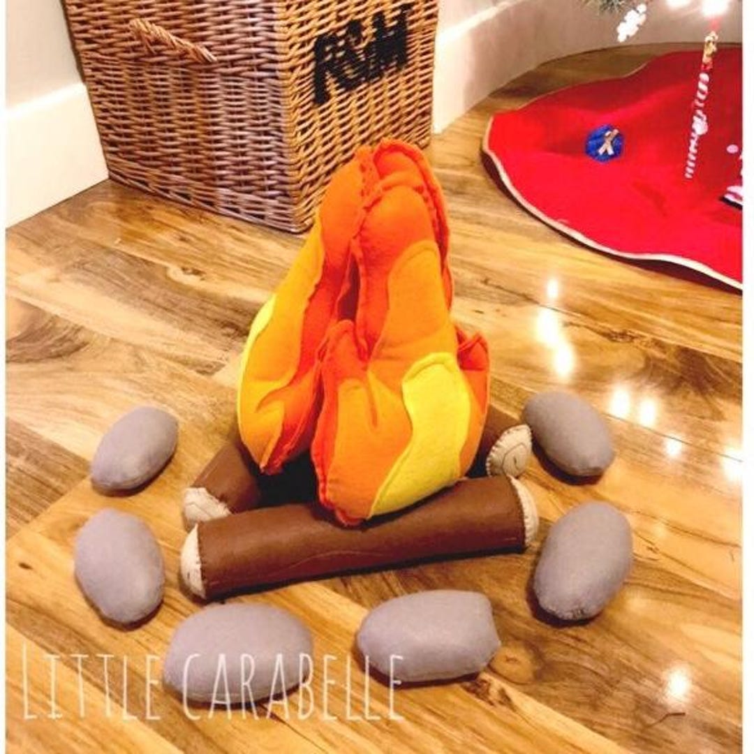 Campfire Felt Toy in Supersize Logs and Fire, Stones. Camping Pretend ...