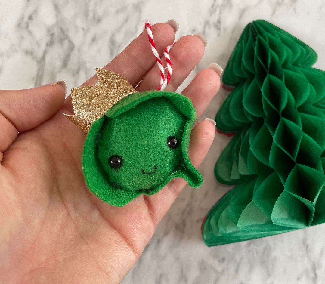 Brussel Sprout Felt Christmas Tree Dec, Handmade. Felt Happy Sprout ...