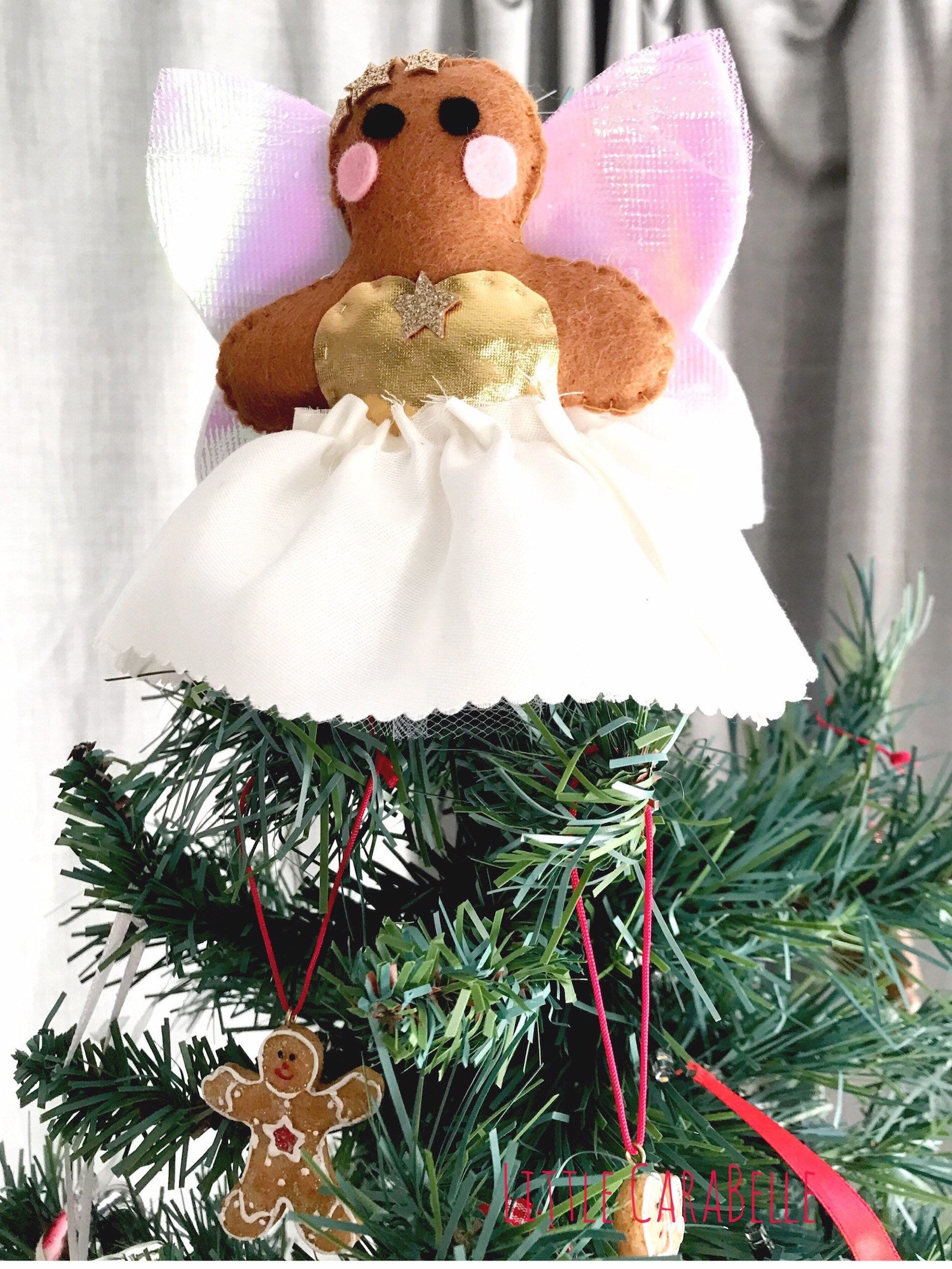 Gingerbread Fairy Christmas tree topper. Handmade in felt. | Etsy