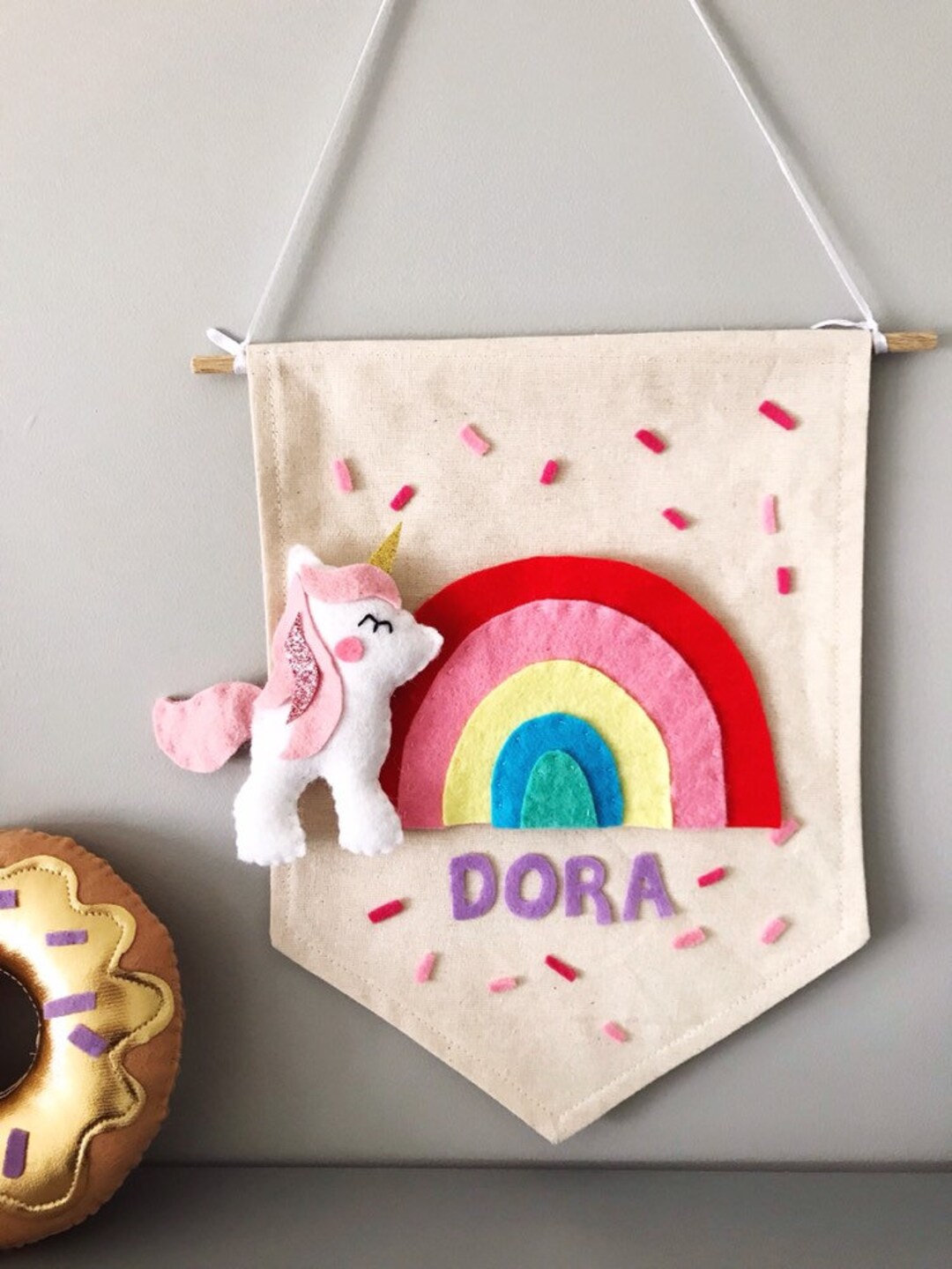 Unicorn Rainbow Banner, Wall Art, Pendant. Rainbow Colours ...