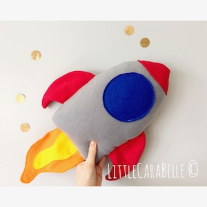 Rocket Cushion Pillow. Soft Anti Pill Fleece, Bright Space Rocket ...