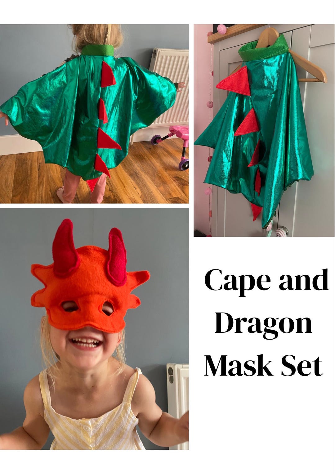 Dinosaur Dragon Dress up Cape & Mask. Perfect for Any Little Dino Fan ...