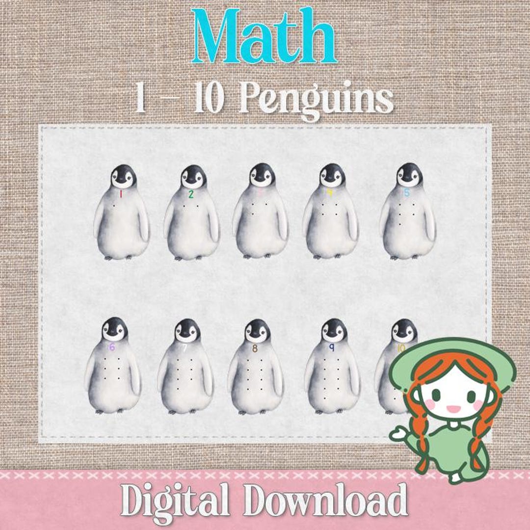 Montessori PENGUIN Cards for Counters Math Printable PDF - Etsy