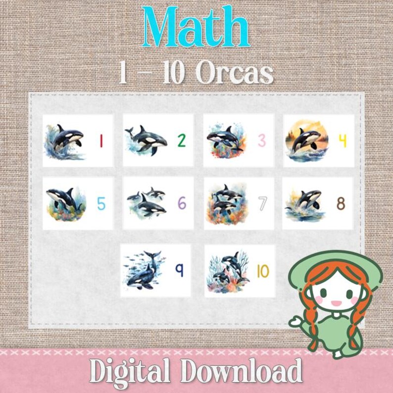 Montessori Orca OCEAN Cards for Counters Math Printable PDF - Etsy