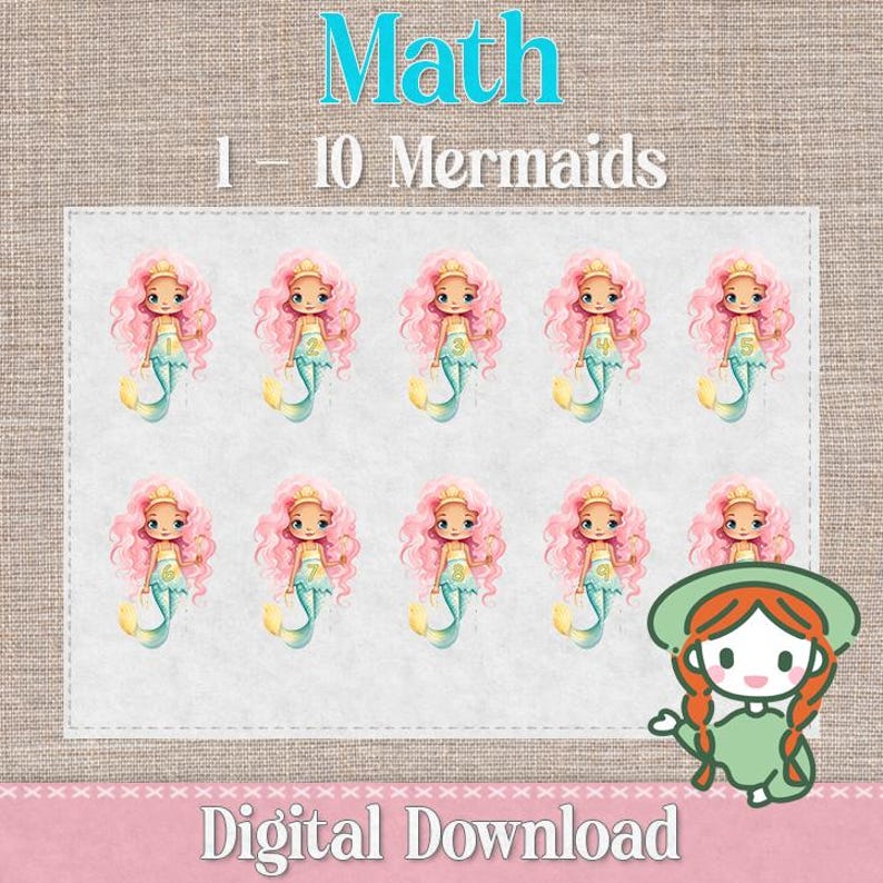 Montessori MERMAID Cards for Counters Math Printable PDF - Etsy