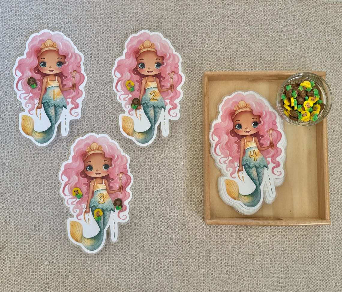 Montessori MERMAID Cards for Counters Math Printable PDF - Etsy