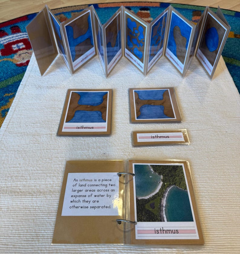 LAND and WATER FORMS - 3 Part Nomenclature Cards - Montessori Geography ...