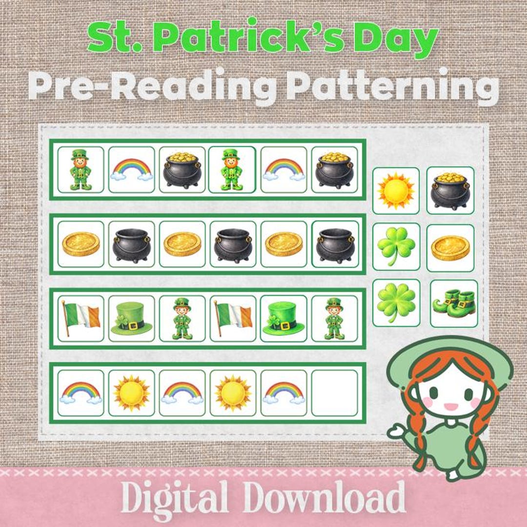 Montessori St. Patrick's Day Pre Reading Language Patterning Sequencing ...