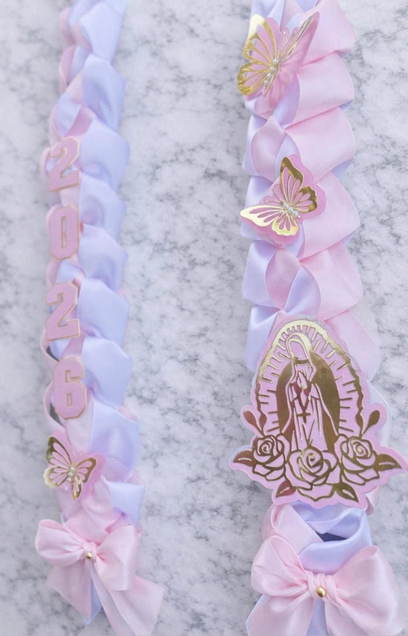 Virgin Mary Graduation Lei 2026, Catholic Graduation Lei, Pink Gold ...