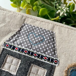 Appliqued House Zipper Pouch/cottage Pencil Case/countryside Home Purse ...