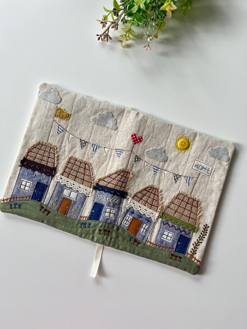 Art Book Cover With Houses Appliqued/handcrafted Journal Case/notebook ...