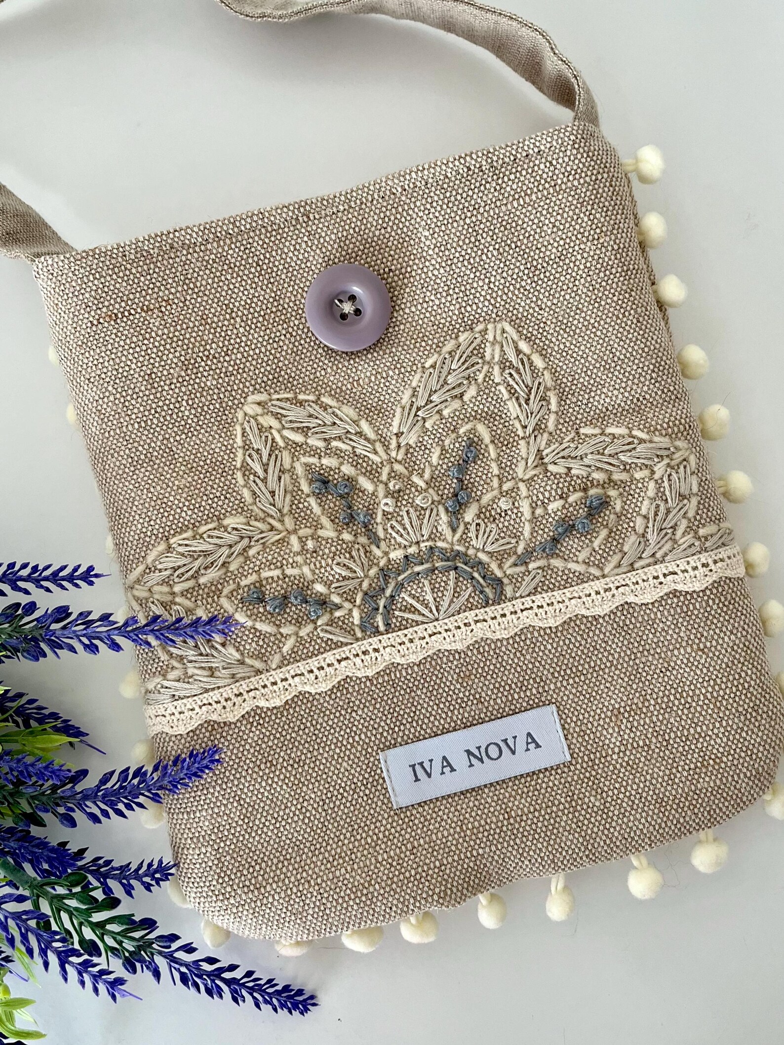 Hand Embroidered Crossbody Bag/sail Cloth Cotton Canvas Purse/small ...