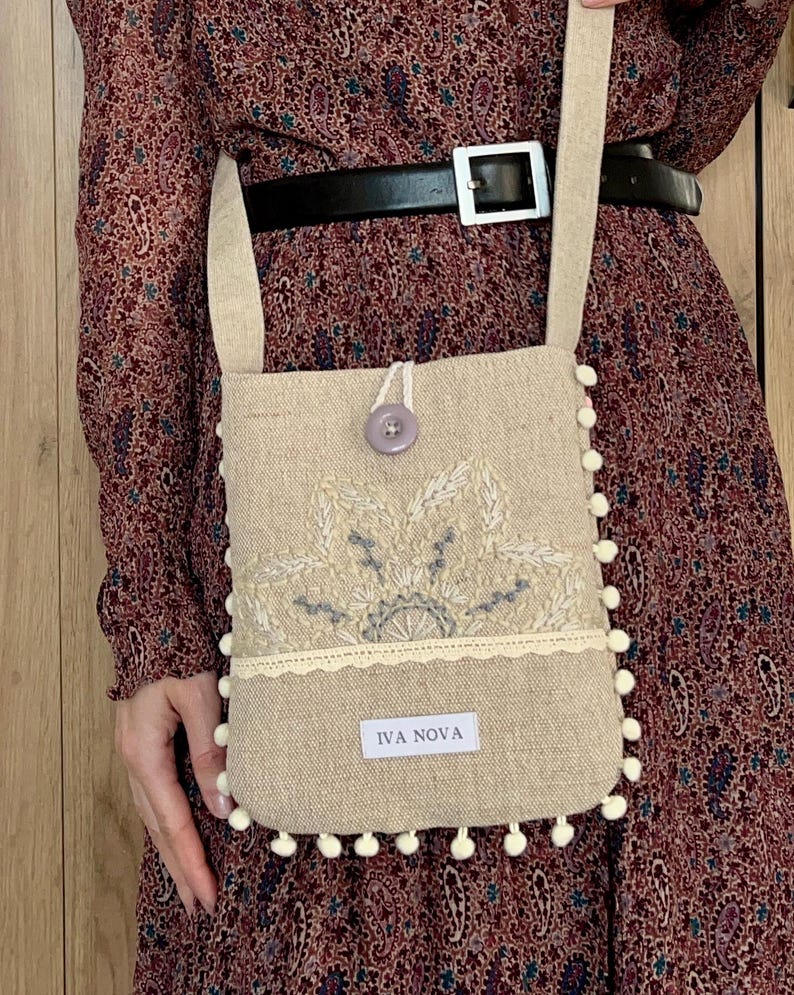 Hand Embroidered Crossbody Bag/sail Cloth Cotton Canvas Purse/small ...