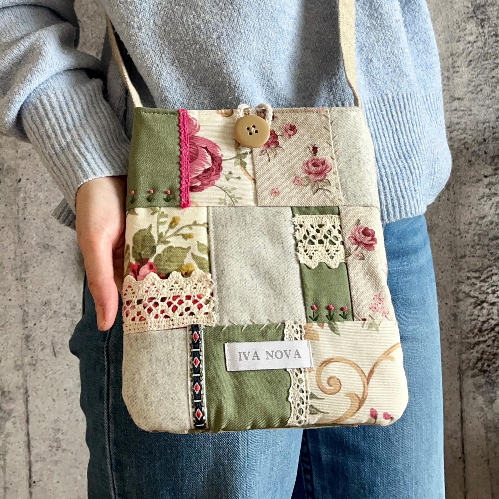 Patchwork Cross Body Bag/upcycled Quilted Purse/aesthetic Natural Bag ...