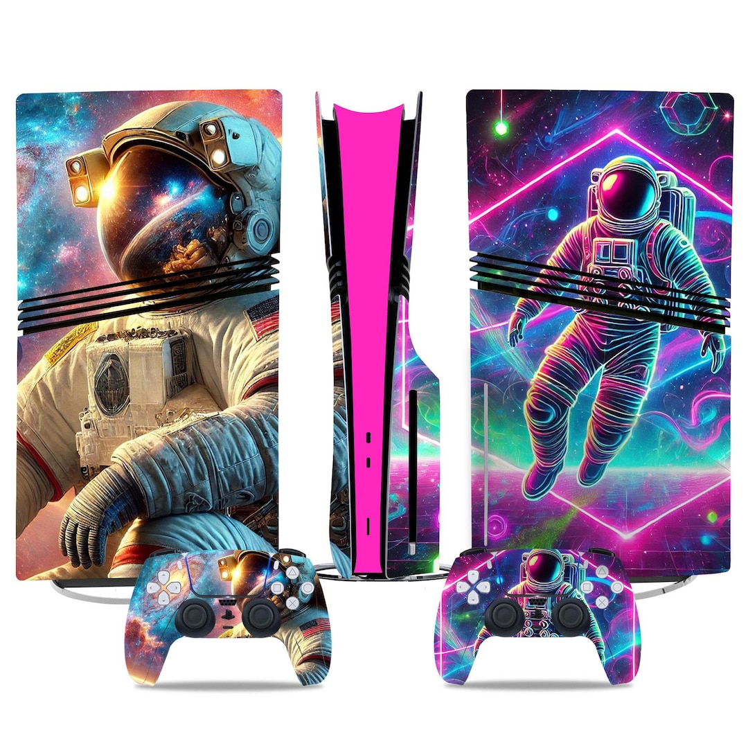 Neon Astronaut PS5 Skin Wrap – Space Galaxy Vinyl Console & Controller ...