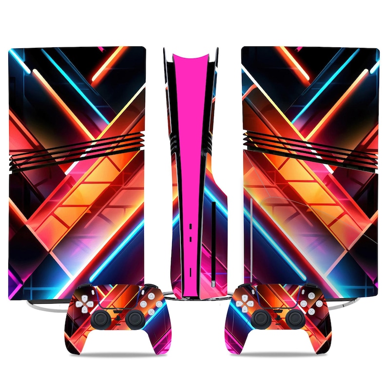 Neon Cyberpunk PS5 Skin – Futuristic Console & Controller Vinyl Decal ...