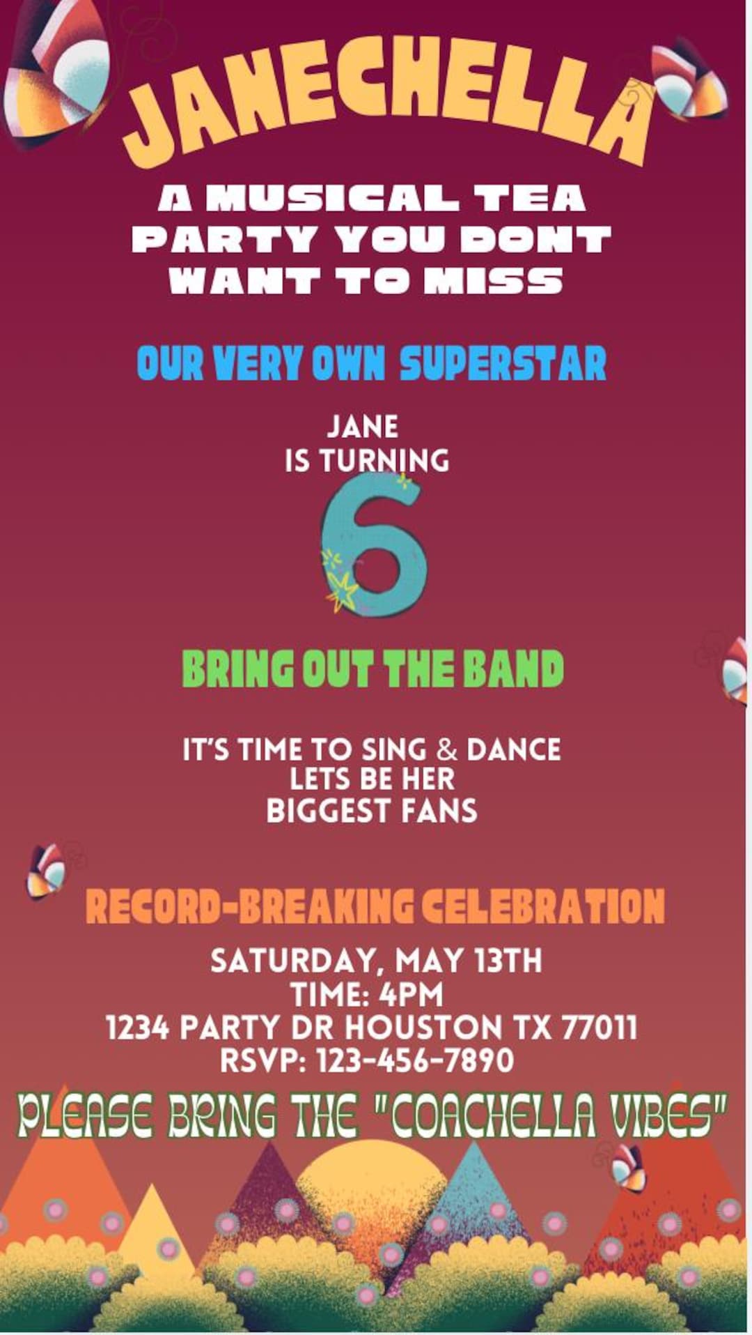 Coachella Invitation Template - Etsy