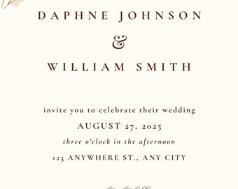 Simple Wedding Invitation Template - Etsy