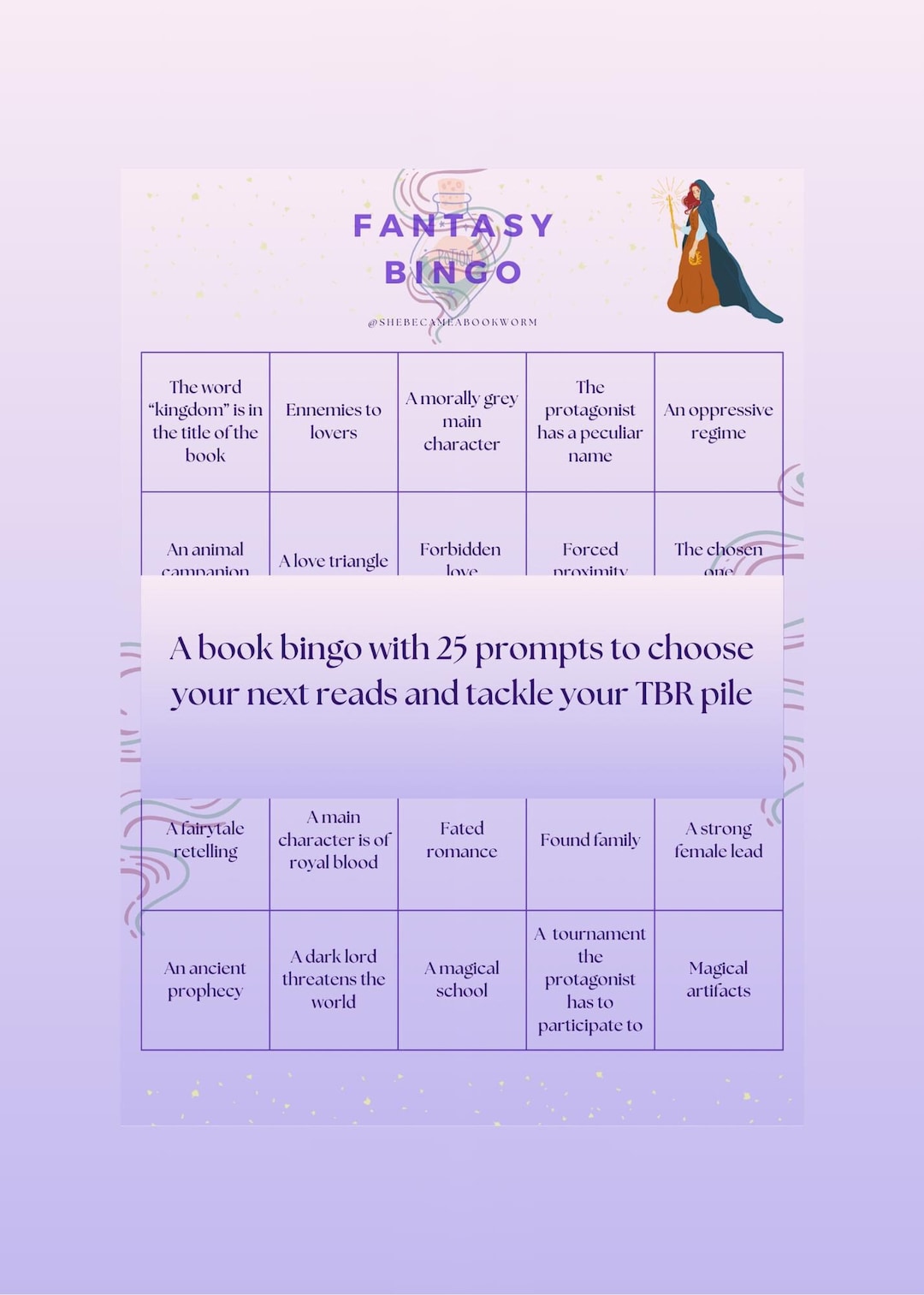 Fantasy / Romantasy Book Bingo - Etsy