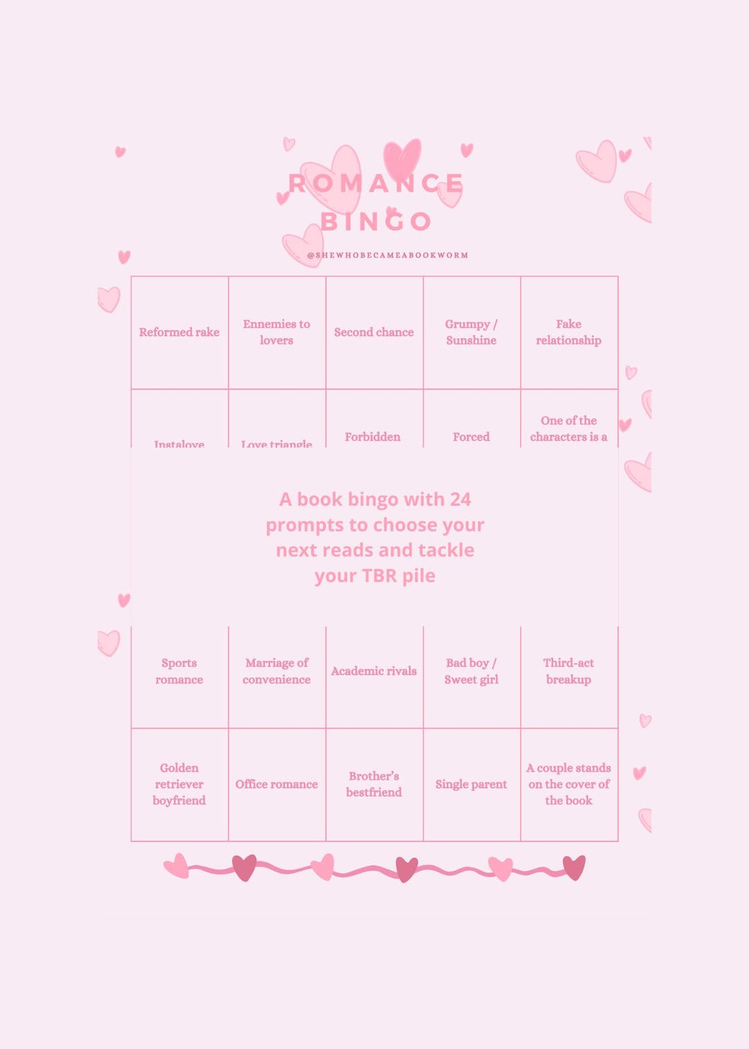 Romance Book Bingo Challenge - Etsy