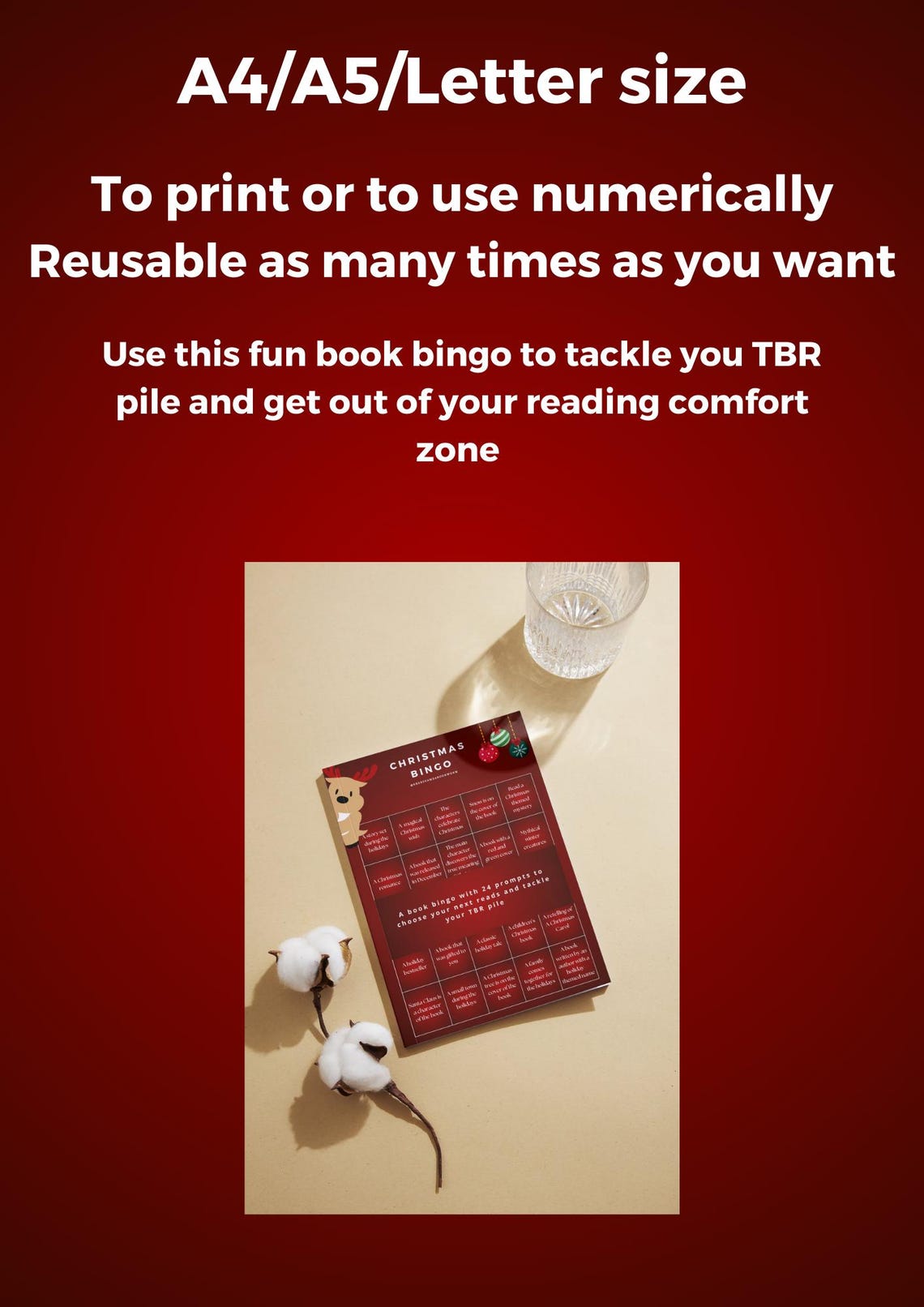 Christmas Book Bingo Reading Challenge Prompts Seasonal Holiday ...
