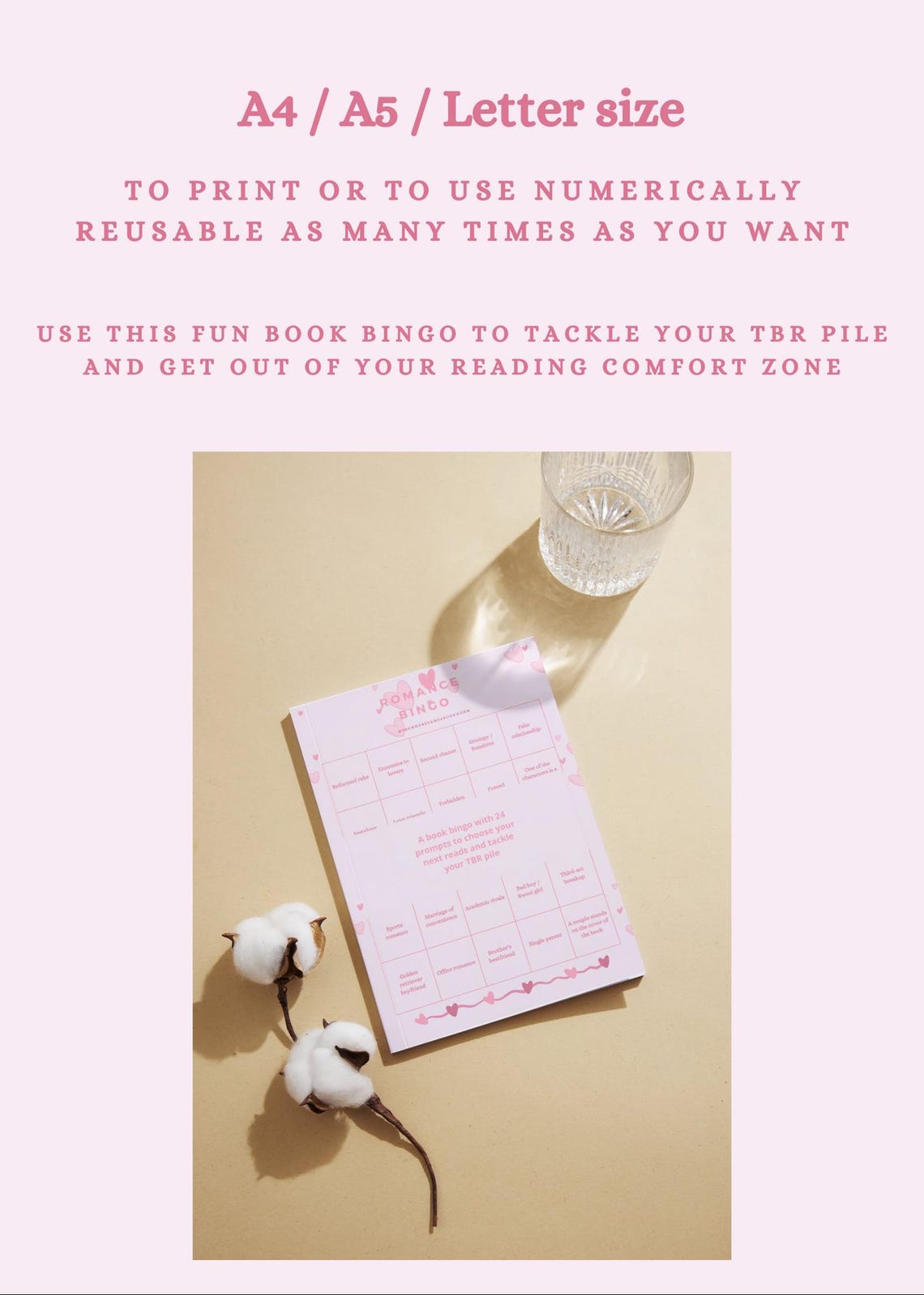 Romance Book Bingo Prompts Challenge Printable Instant Download Game ...