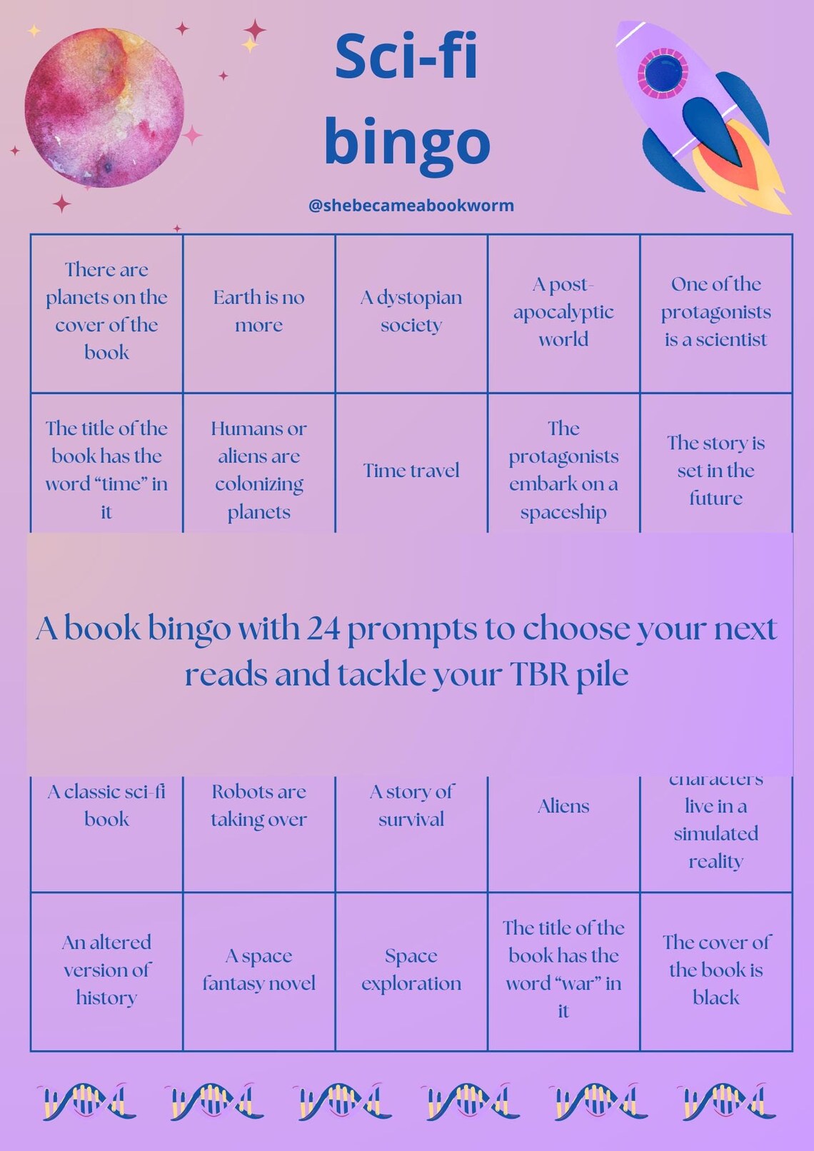 Sci-fi Book Bingo: Reading Prompts & Tracker (printable) - Etsy