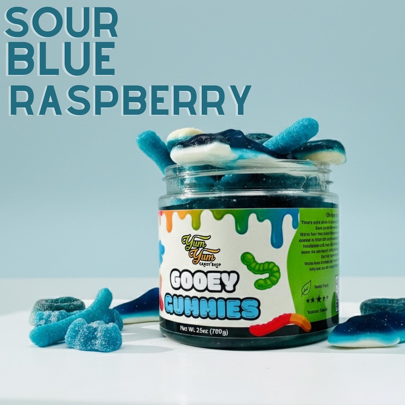Sour Gooey Gummies – Blue Raspberry, Wild Cherry & Green Apple Candy - Etsy