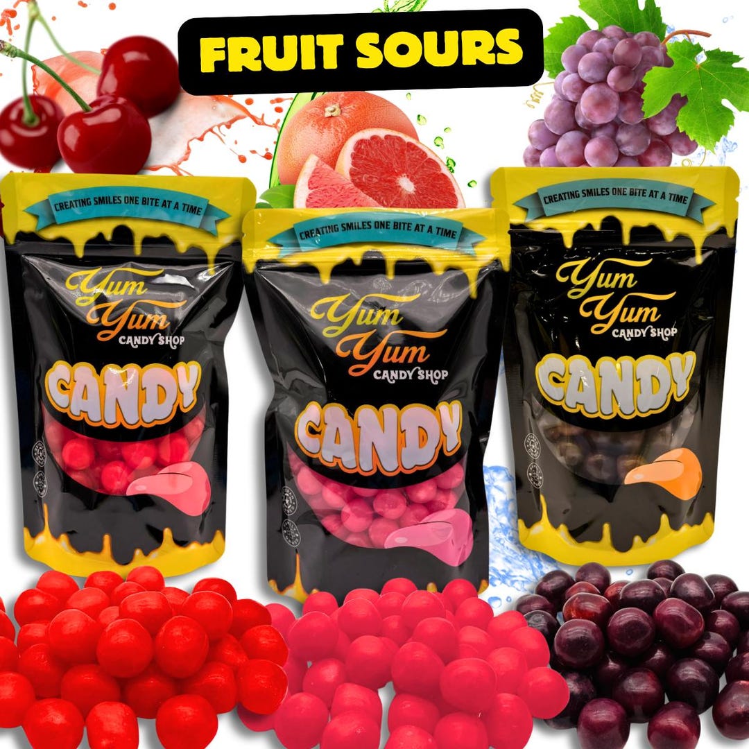 Sweet Fruit Sours – Cherry, Grape & Grapefruit Chewy Candy | Yum Yum ...