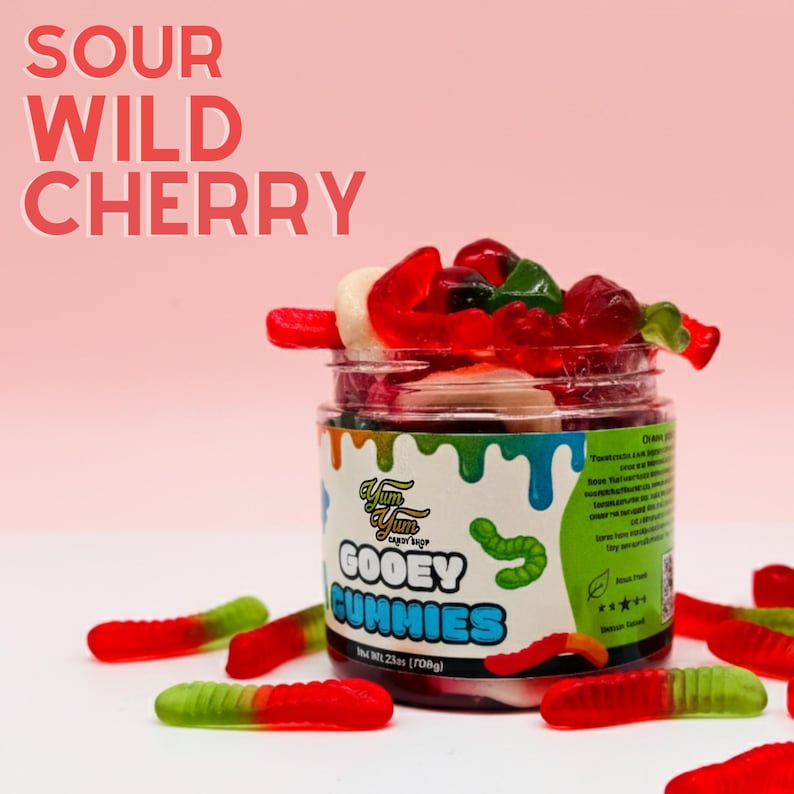 Sour Gooey Gummies – Blue Raspberry, Wild Cherry & Green Apple Candy - Etsy