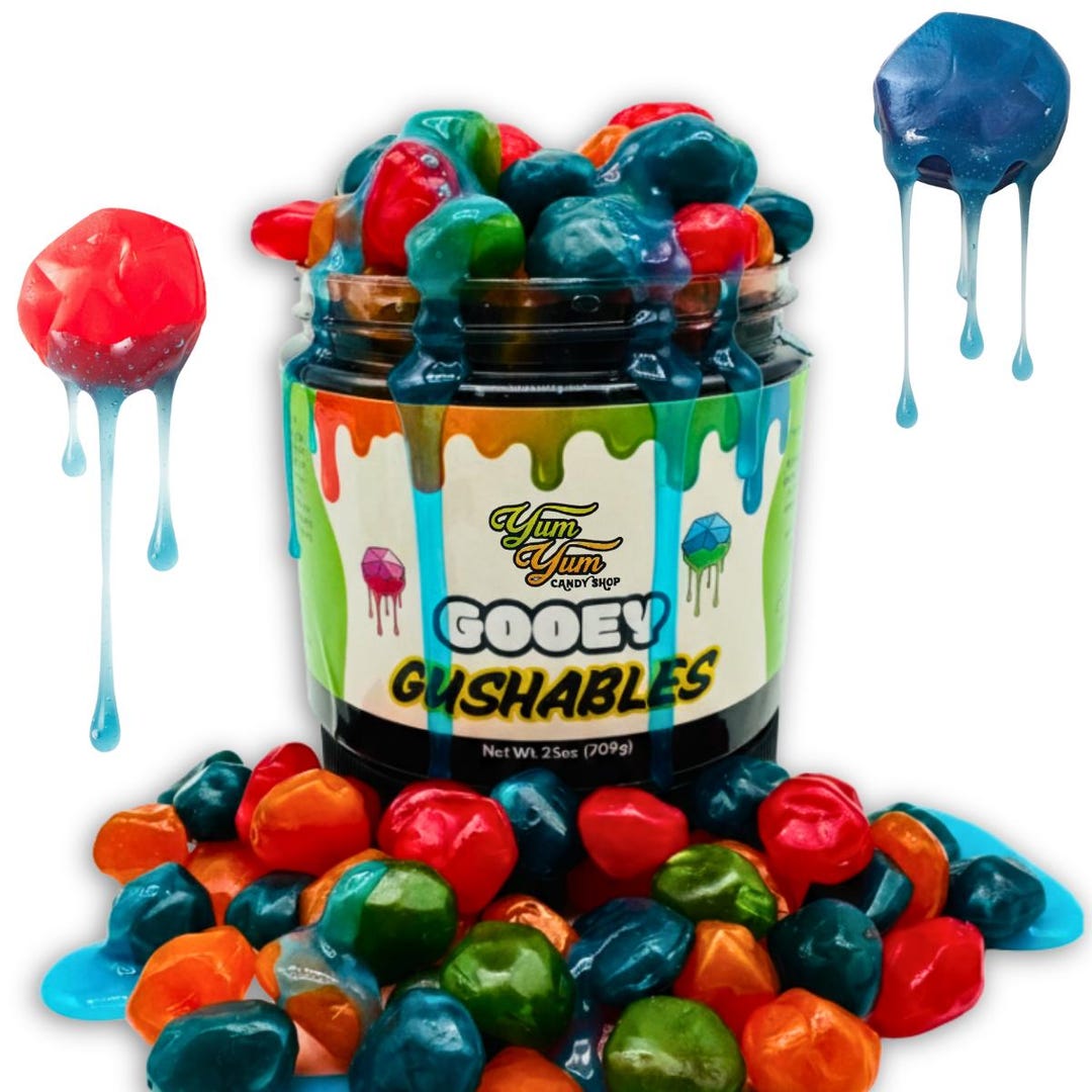 Gooey Gushables - Juicy Fruit Snacks in Sour Blue Raspberry Goo - Etsy