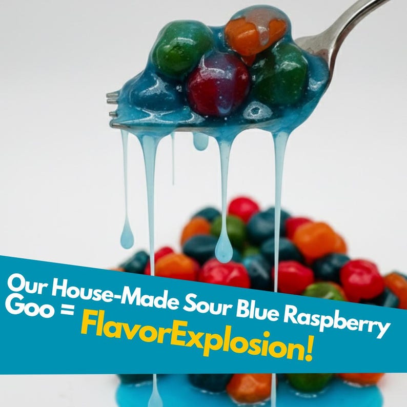 Gooey Gushables - Juicy Fruit Snacks in Sour Blue Raspberry Goo - Etsy
